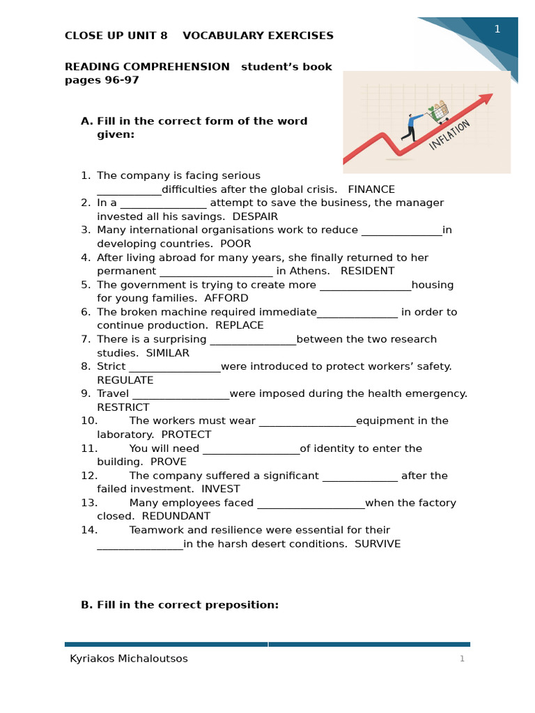 Close Up Unit 8 Vocabulary Exercise | PDF