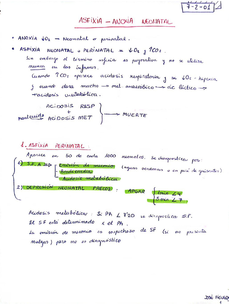 Asfixia Perinatal y Anoxia | PDF