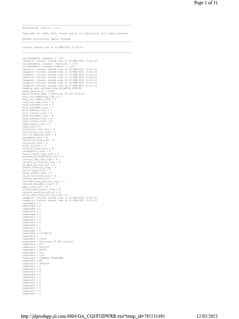 AutoInvoice Import Program | PDF