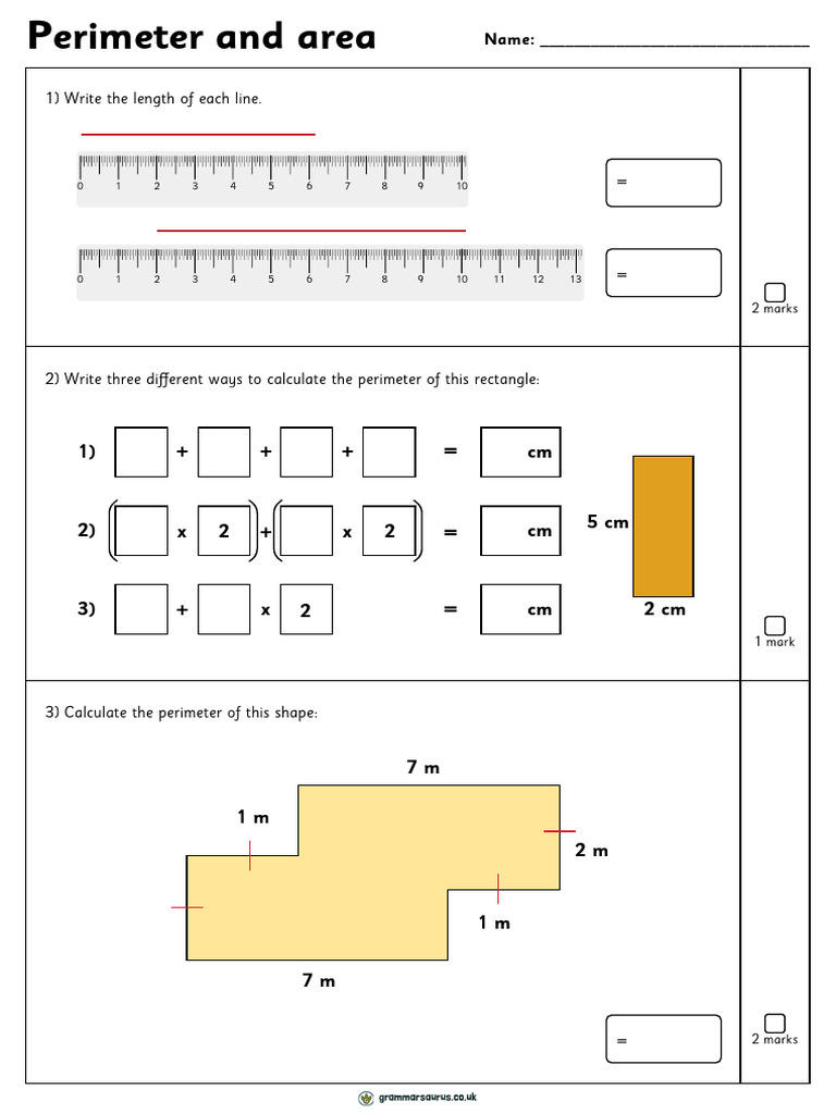 Area and Perimeter - End of Unit Assessments | PDF