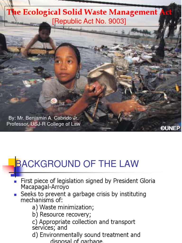 Ecological Solid Waste Management Act of 2000 | PDF | Waste Management ...