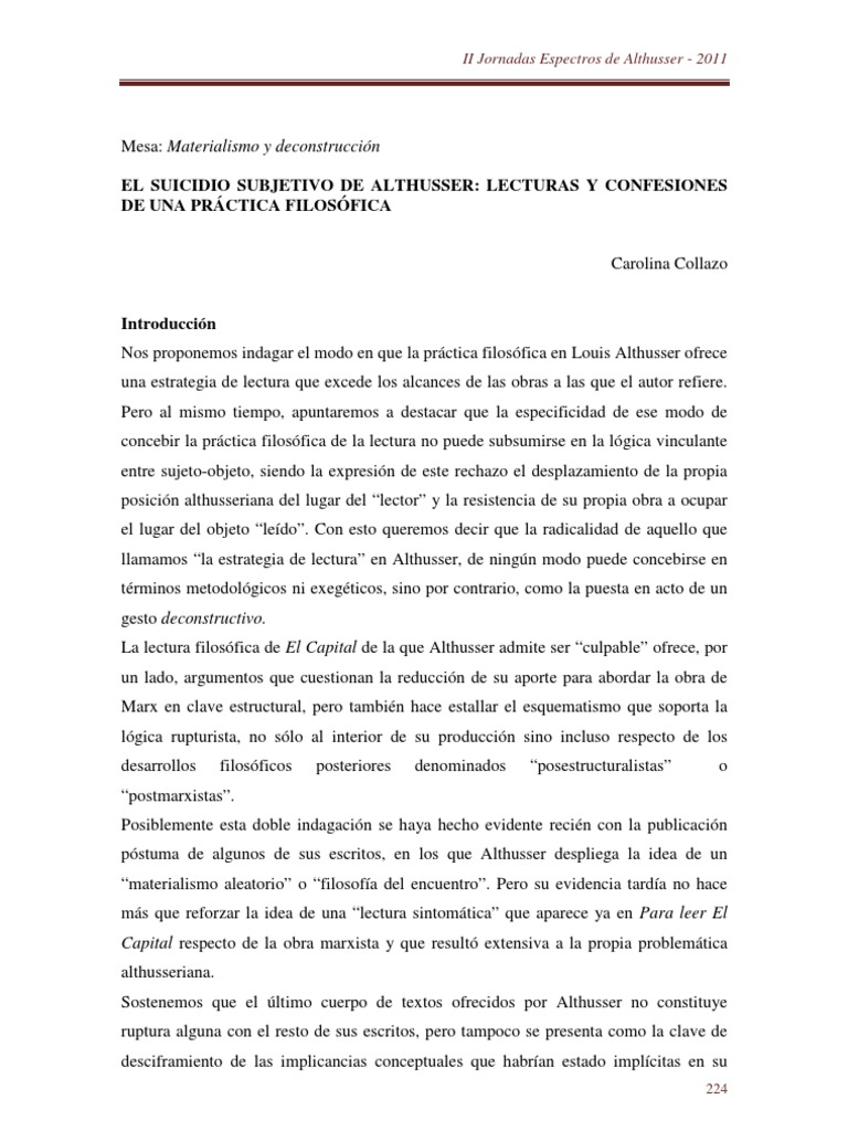 2 2 Carolina Collazo | PDF | Deconstruccion | Louis Althusser