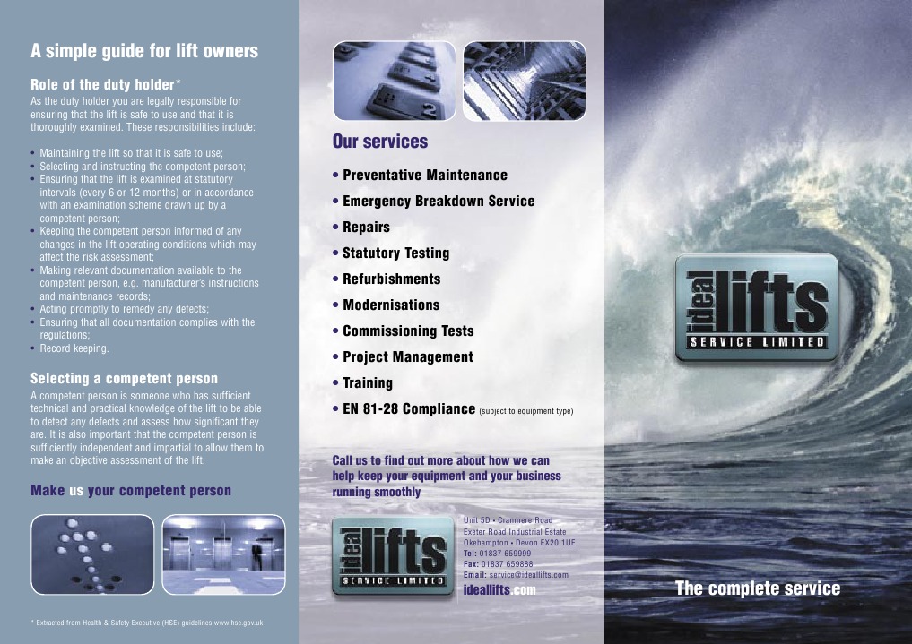 Ideal Lifts Service Leaflet | PDF | Elevator | Occupational Safety And ...