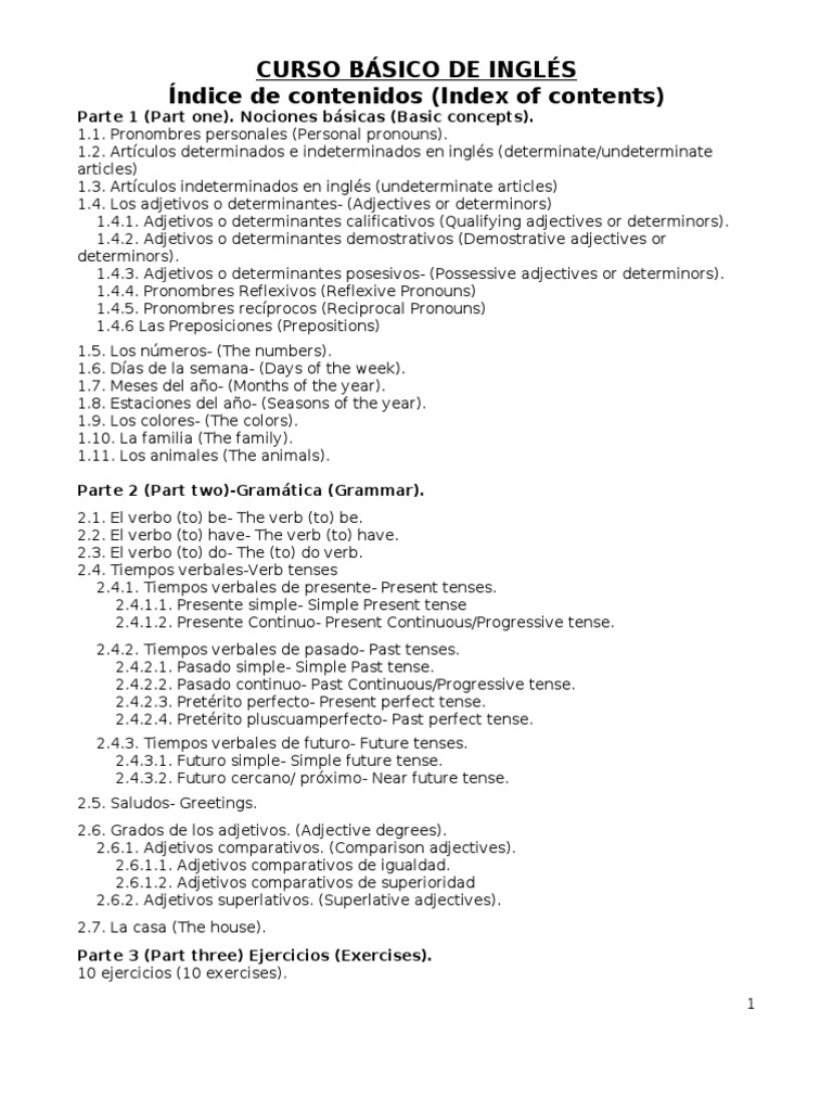 Curso Basico de Ingles | PDF | Verbo | Sustantivo