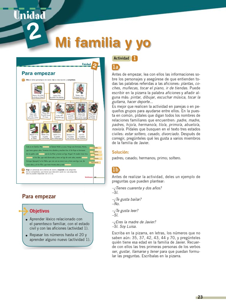 Unidad Didáctica Santillana: Mi Familia y Yo | PDF | España | Lengua ...