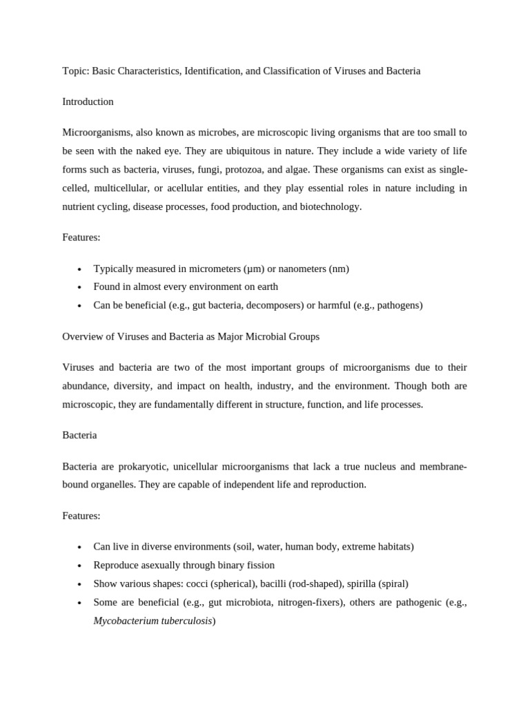 Basic Characteristics, Identification and Classification of Bacteria ...