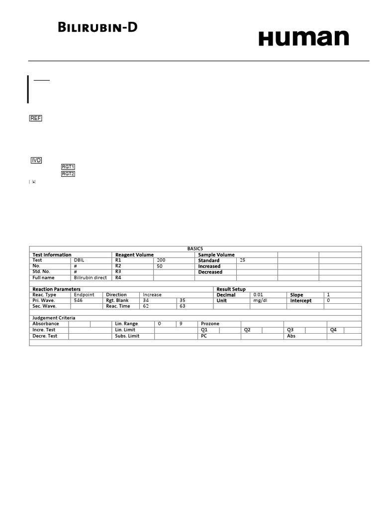 Bilirubin D Mindray Bs 380 | PDF