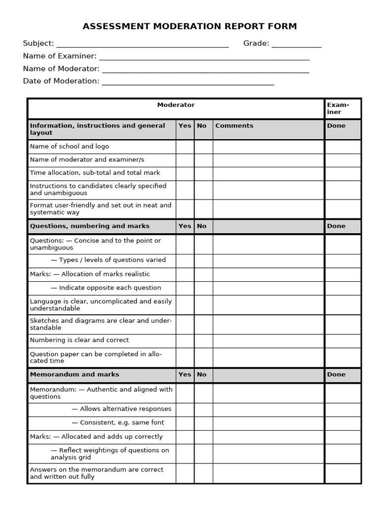 451 Moderation Form | PDF