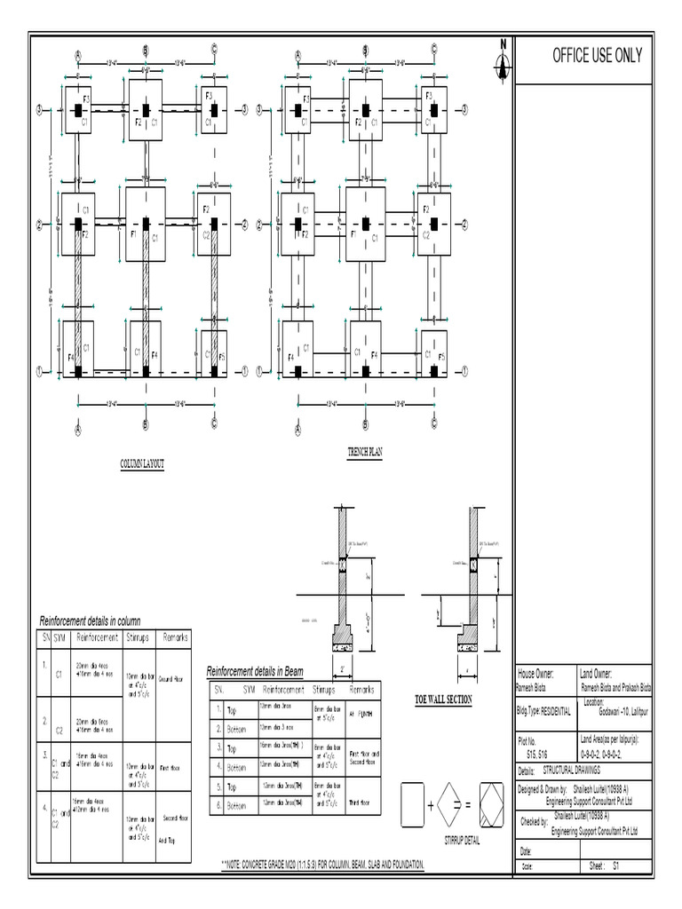 Office Use Only: Column Layout Trench Plan | PDF