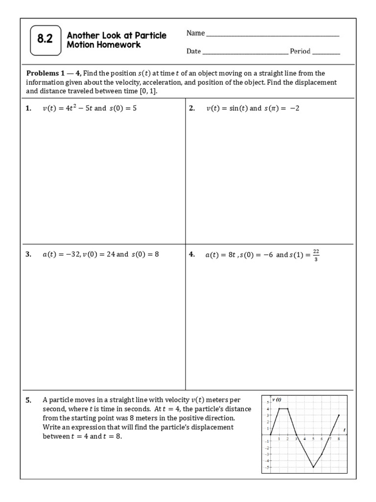 Another Look at Particle Motion Homework: Problems 1 - 4 | PDF ...