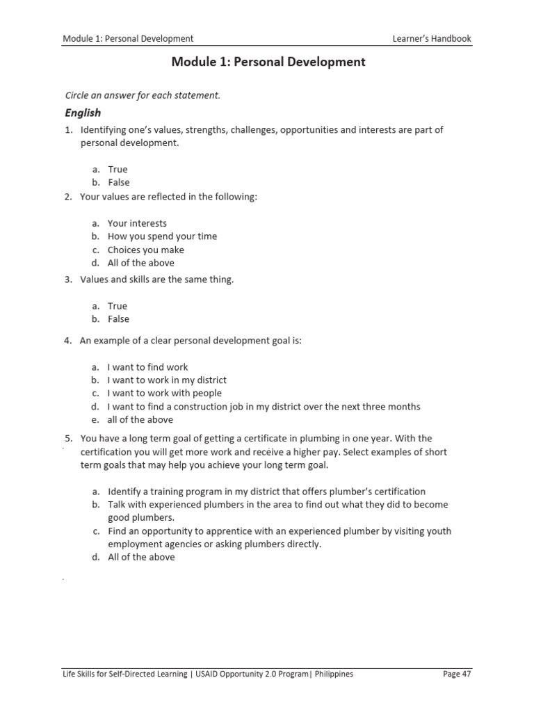 Module 1 - Personal Development | PDF | Learning | Chess Theory