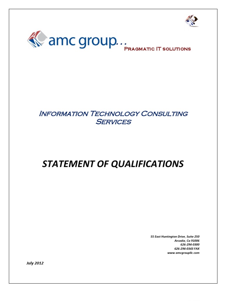 AMC Statement of Qualification .12 | PDF | Project Management | Risk ...