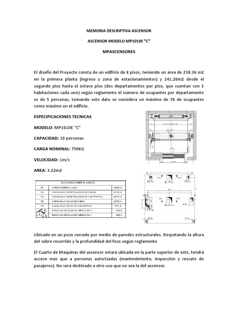Memoria Descriptiva Ascensor