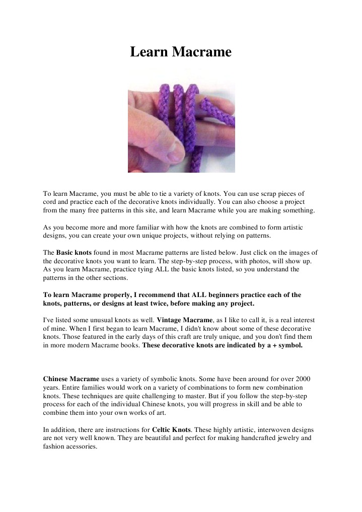 Learn Macrame | PDF | Rope | Bead