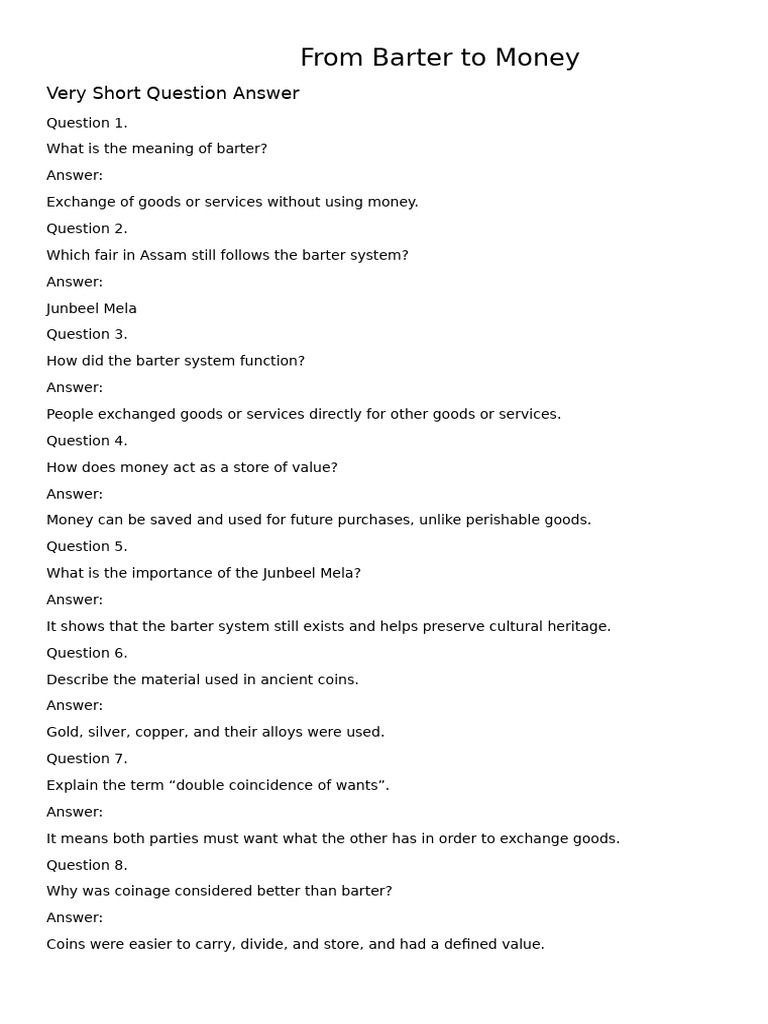 From Barter To Money | PDF