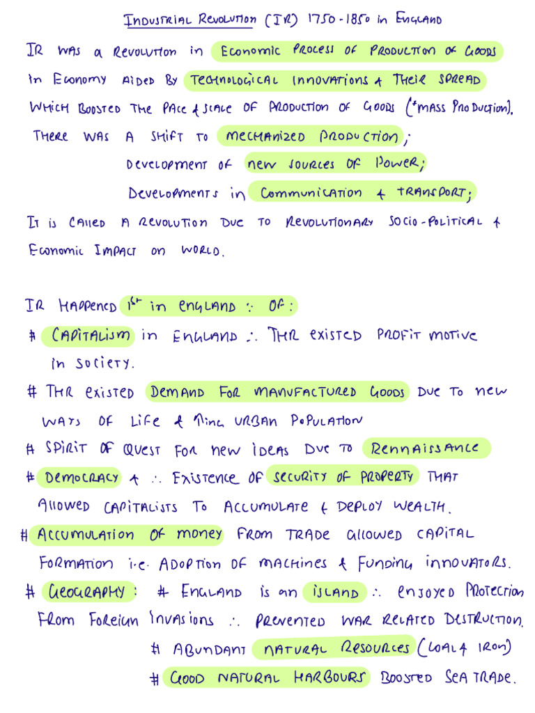 5111 Classroom 7 HIndustrial Revolution Handout | PDF