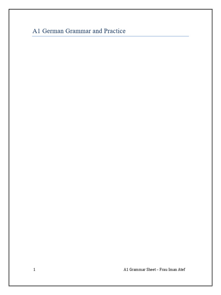 A1 German Grammar | PDF