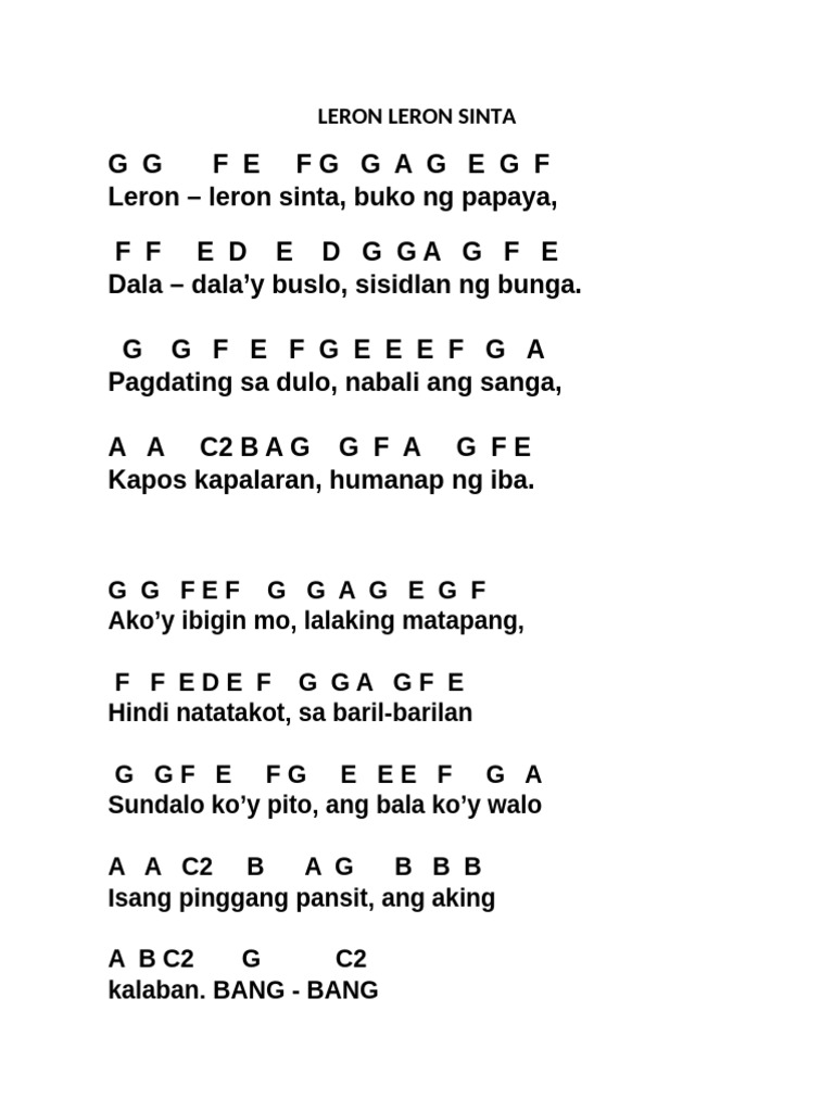 Leron Leron Sinta Recorder Sheet | PDF