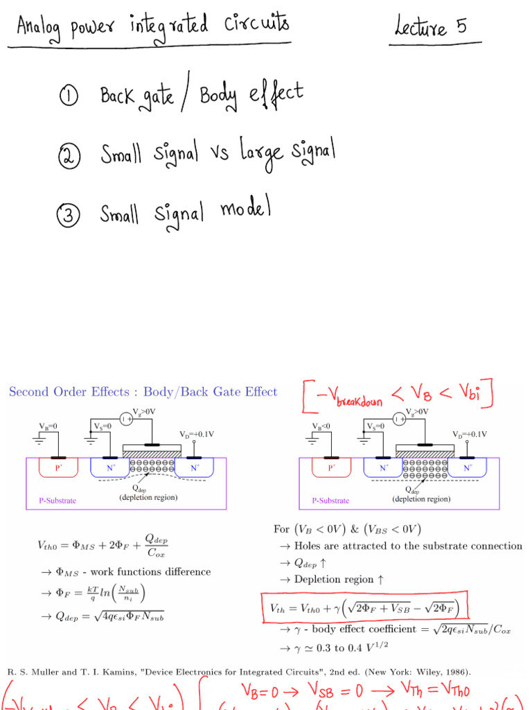 Lecture5 MOSFET Body Effect and Small Signal Model | PDF