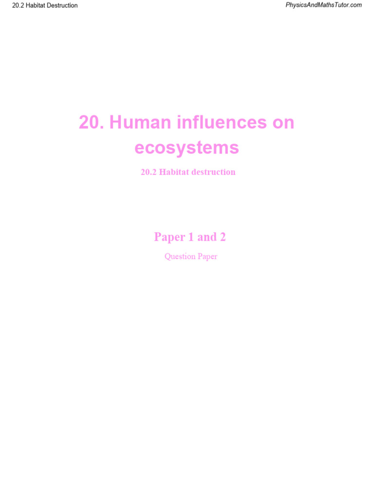 Human Influences On Ecosystems: Paper 1 and 2 | PDF