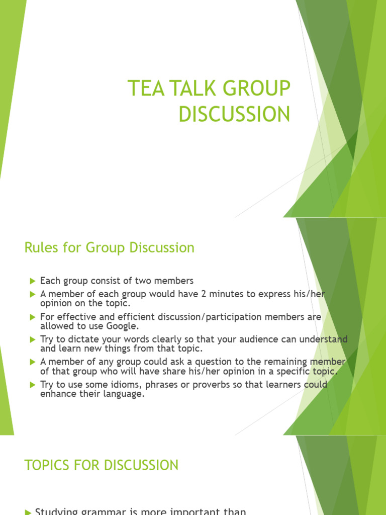 Tea Talk Group Discussion.. | PDF