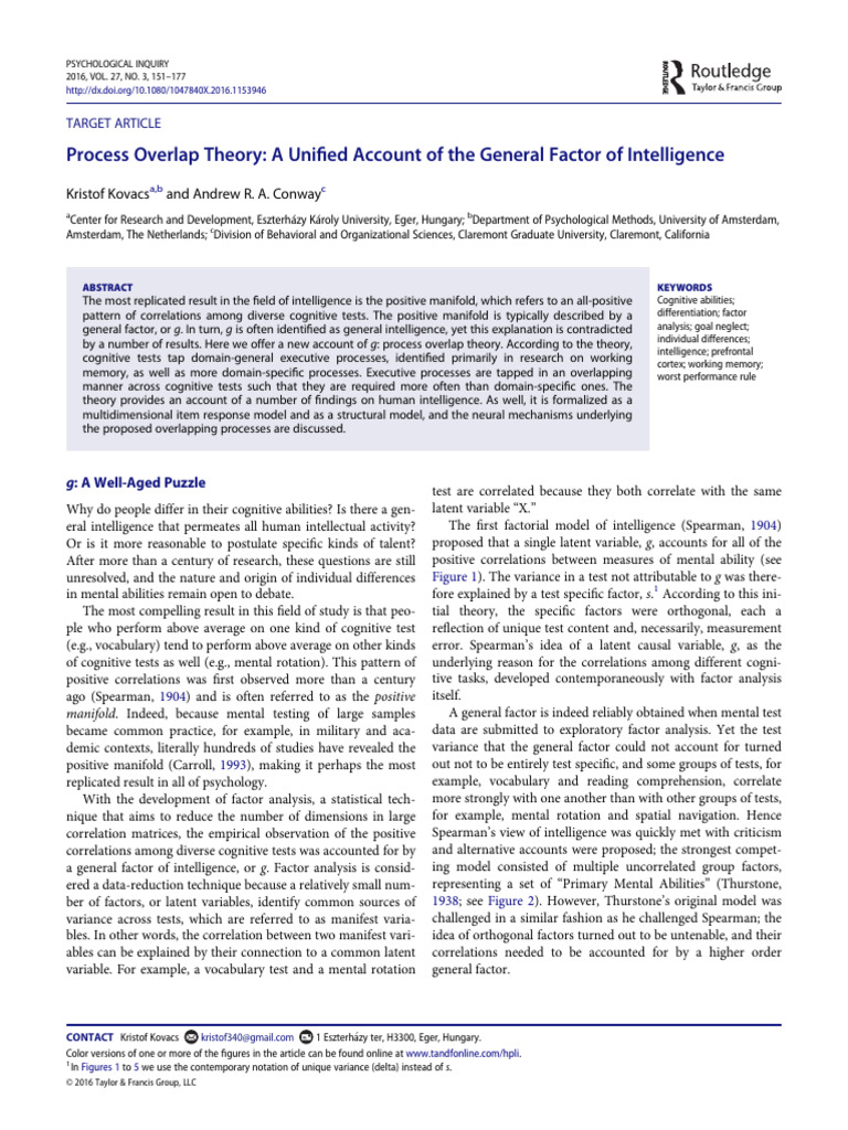Kovacs Conway Process Overlap Theory | PDF