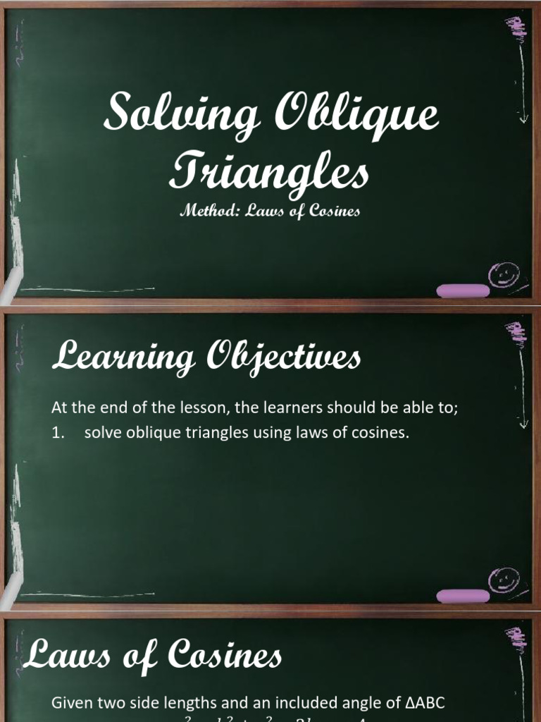 40 Solving Oblique Triangles Laws of Cosines | PDF