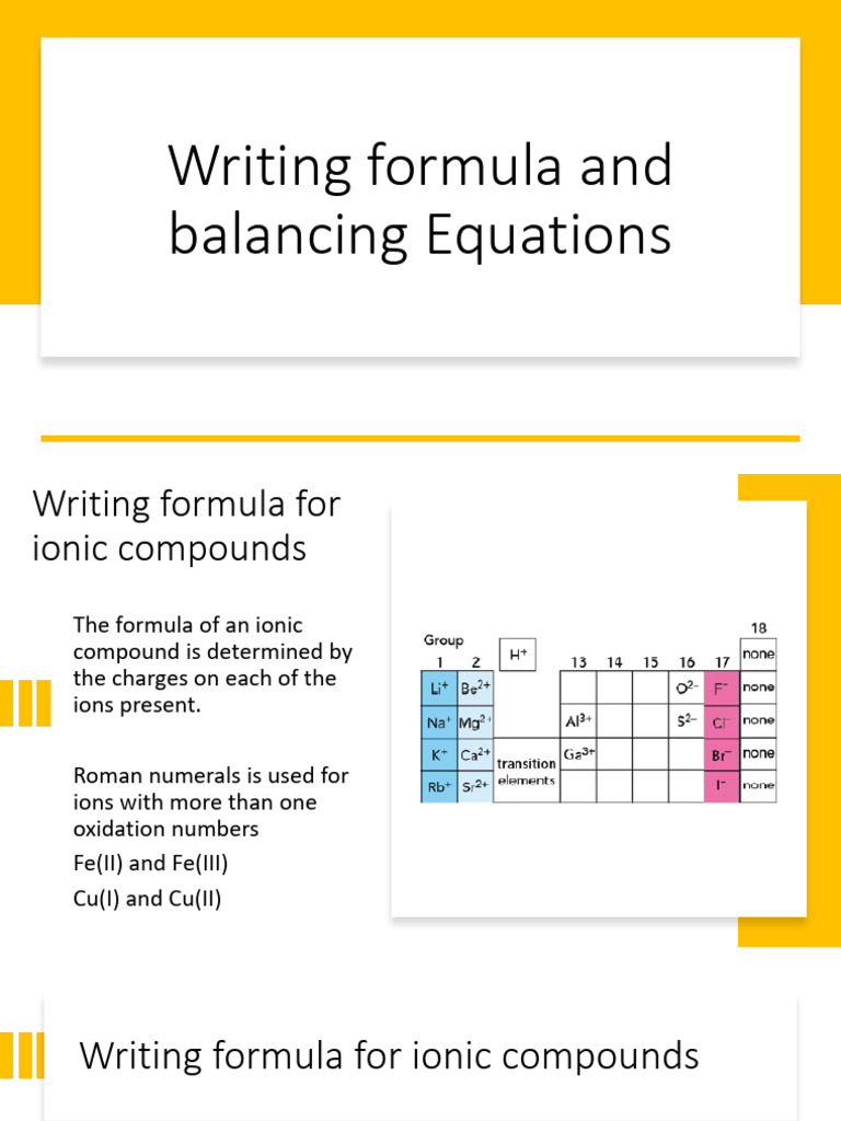 Writing Formula and Balancing Equations | PDF