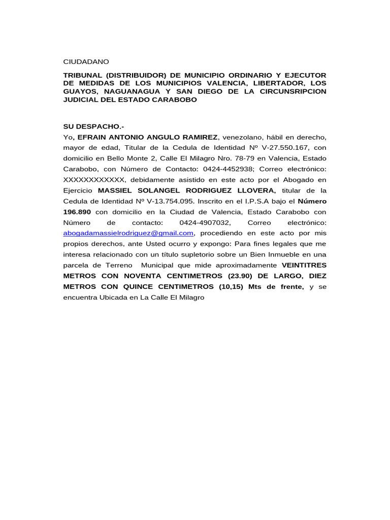 Titulo Supletorio Efrain Angulo | PDF