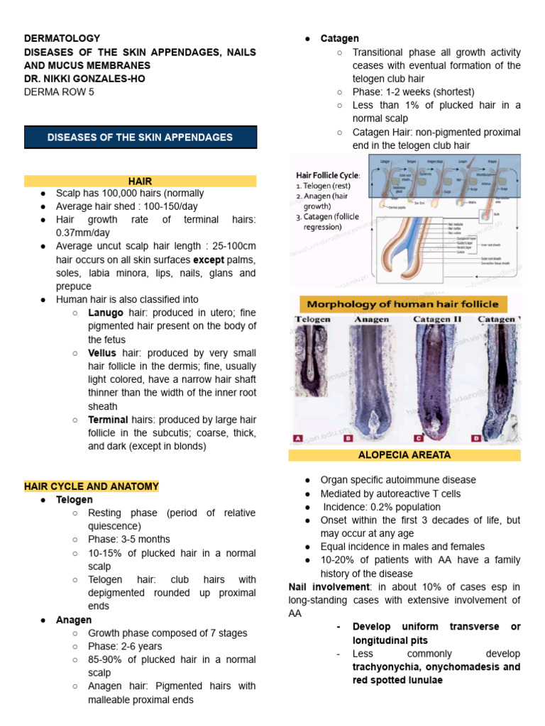 Derma 07 Diseases of The Skin Appendages, Nails and Mucus Membranes | PDF