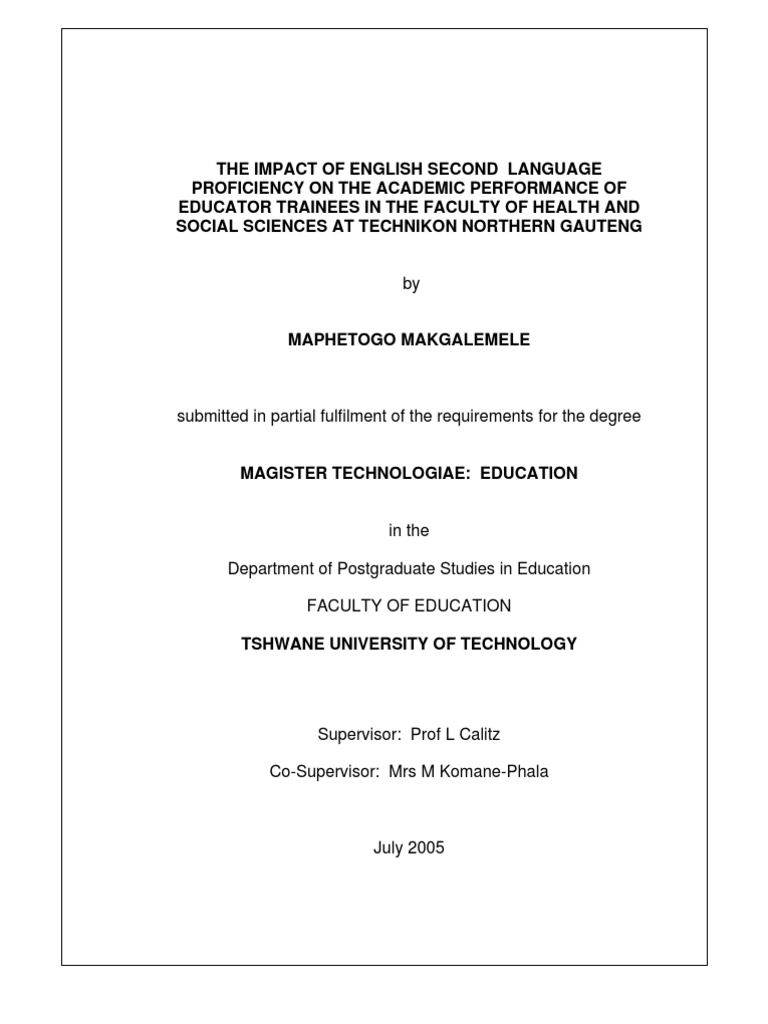 The Impact of English Second Language Proficiency On The Academic ...