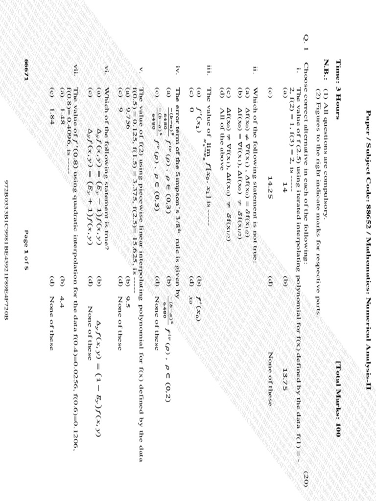 Numerical Analysis-2 | PDF | Interpolation | Algebra