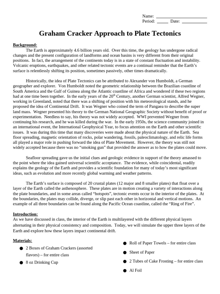 AP 4.1 - Graham Cracker Plate Tectonics Lab | PDF | Plate Tectonics | Earth