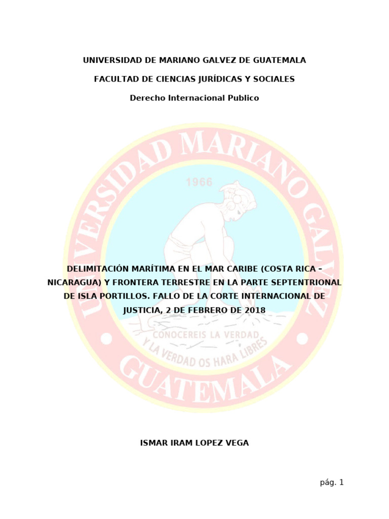 Delimitación Marítima en El Mar Caribe (Costa Rica - Nicaragua) y ...