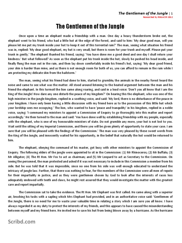 The Gentlemen of The Jungle | PDF | Elephant