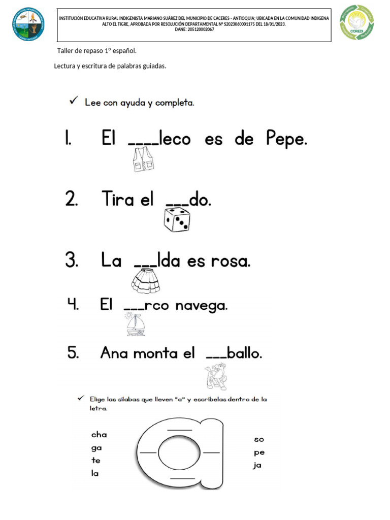 Taller de Repaso 1º Español | PDF