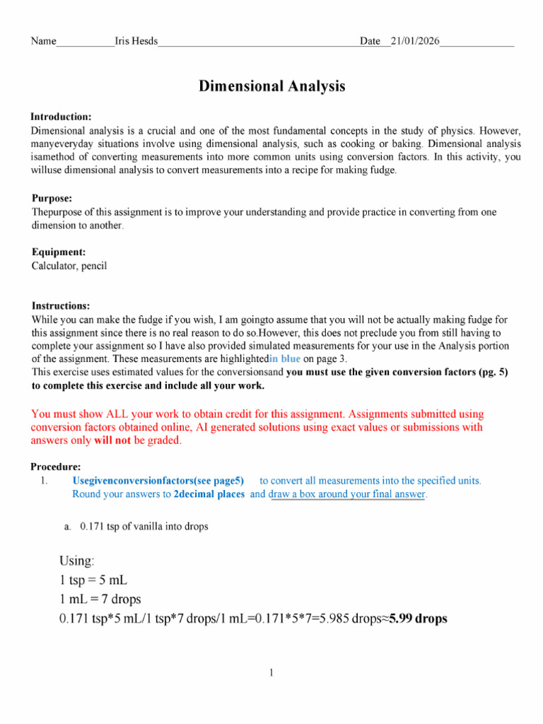 Lab2 Dimensional Analysis - Final PDF | PDF
