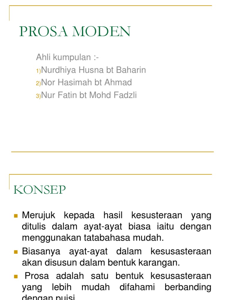 Prosa Moden: Konsep dan Ciri-Ciri | PDF