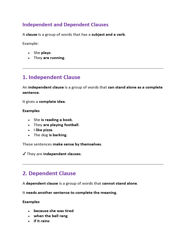 Independent and Dependent Clauses | PDF