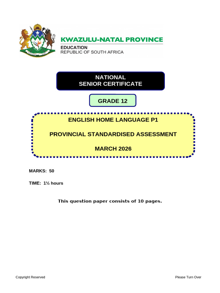 English HL March 2026 Grade 12 Qp-1 | PDF | Learning | Disciplines