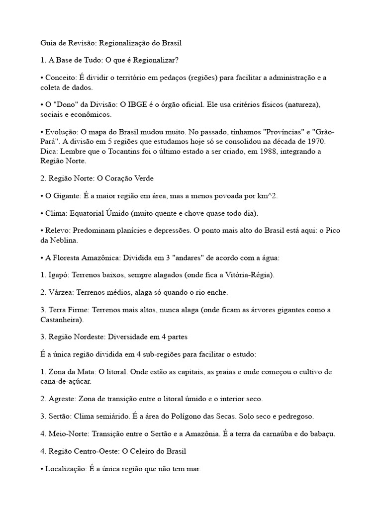 Resumo Cap 2 Geografia - 7º Ano - 2026 | PDF | Brasil | Floresta Amazônica