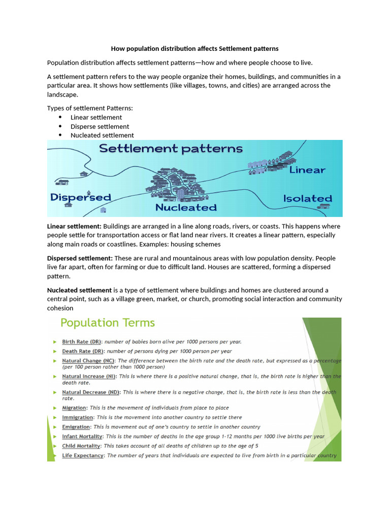 How Population Distribution Affects Settlement Patterns | PDF