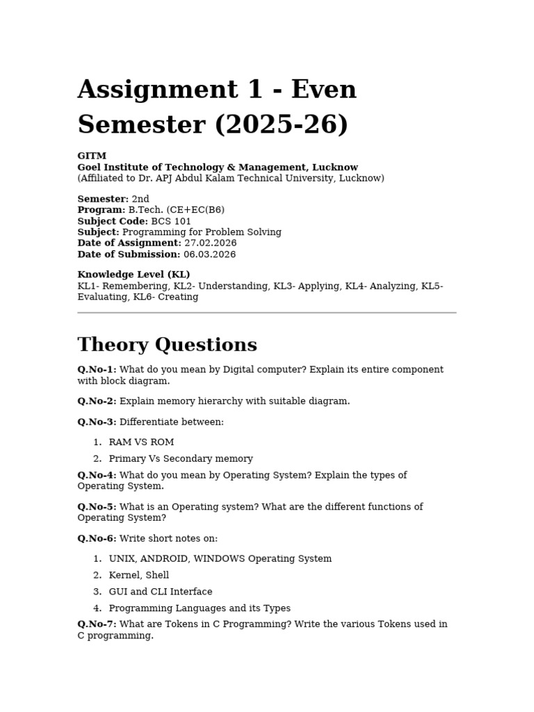 Pps Assignment 1 Pdf 1854