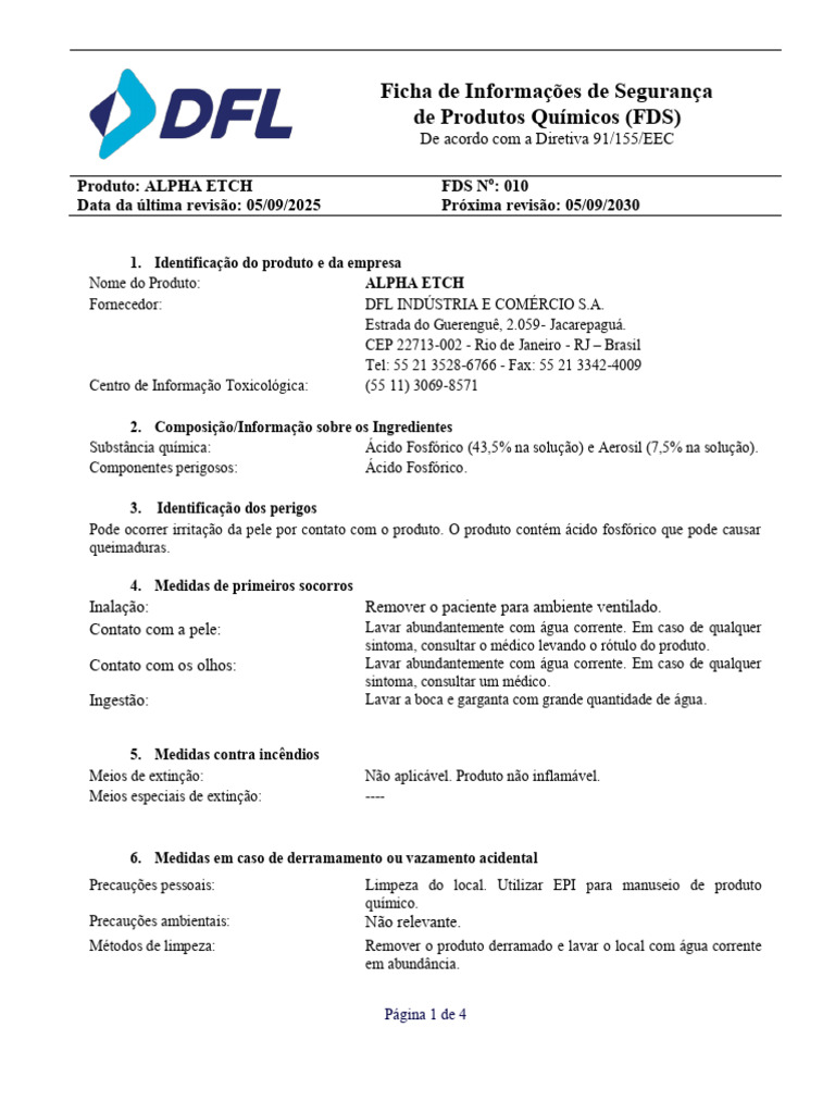 Ácido Fosfórico Alpha Etch DFL | PDF
