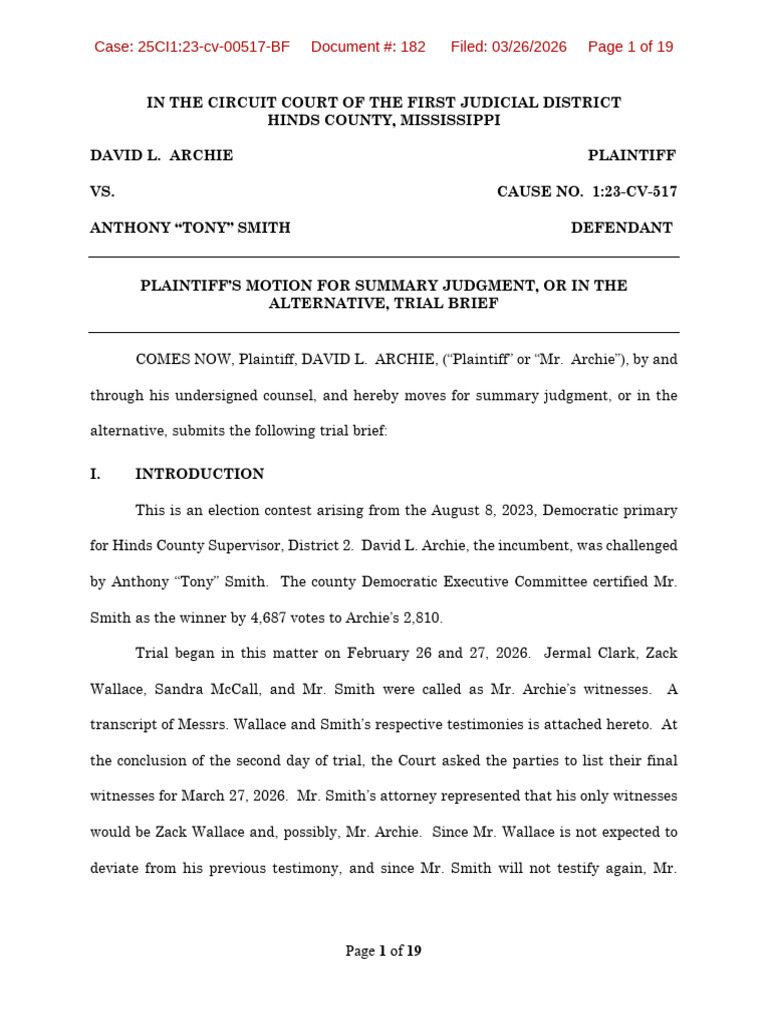 Archie Motion For Summary Judgment | PDF | Summary Judgment | Virginia ...