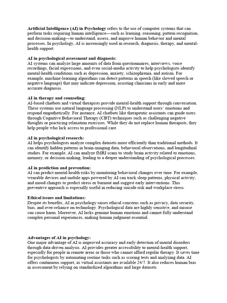 Artificial Intelligence in Psychology | PDF | Artificial Intelligence ...