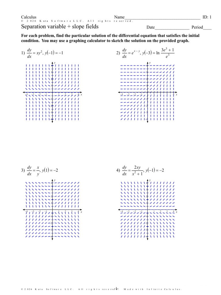 Separation Variable + Slope Fields | PDF | Differential Calculus ...