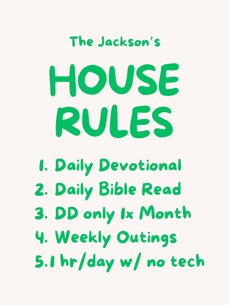 Blue Simple Handwriting House Rules Poster | PDF