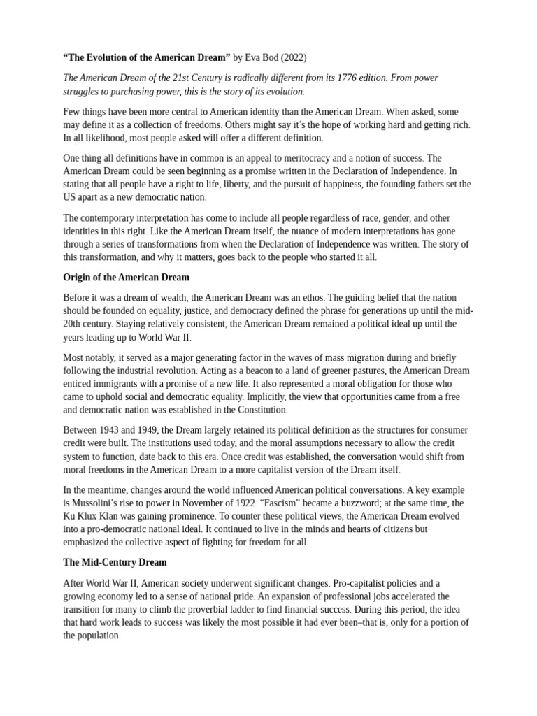 Unit 1 The American Dream Unit Packet SP26 | PDF | American Dream ...