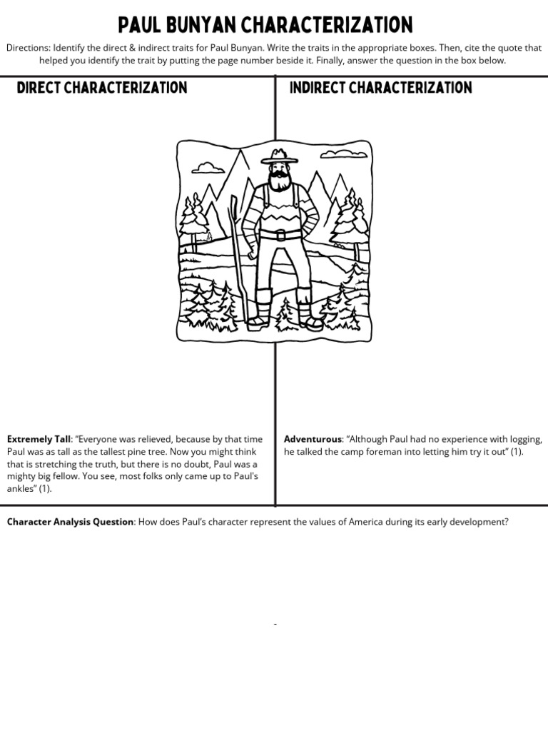Paul Bunyan Characterization Graphic Organizer | PDF